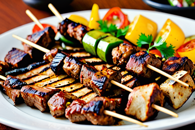 Traditional shish kabab and shish tawoq