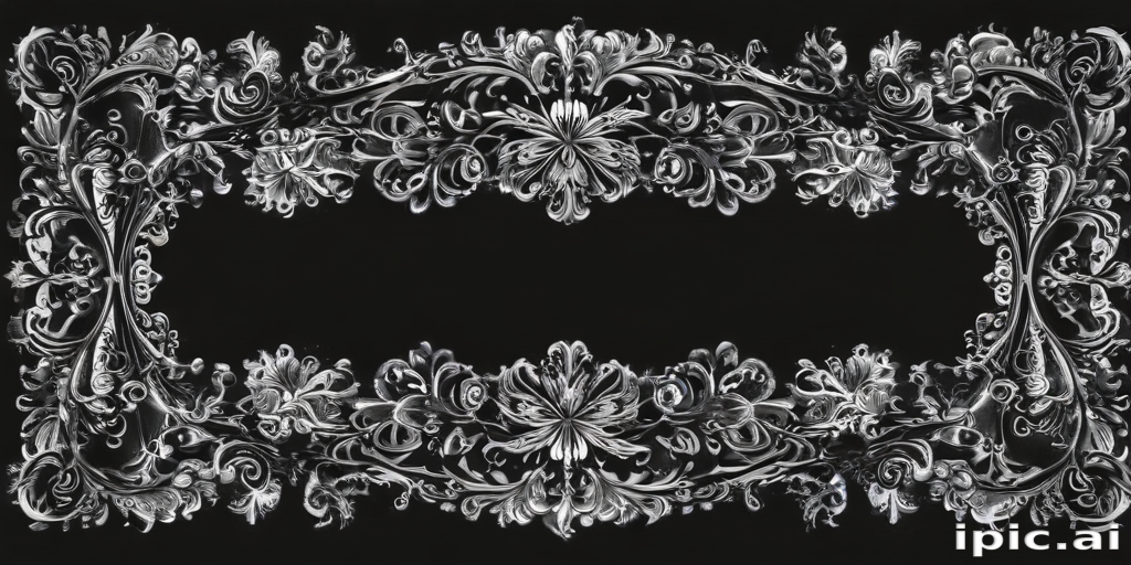 Ornate Floral Frame Design with Intricate Patterns on a Black Background