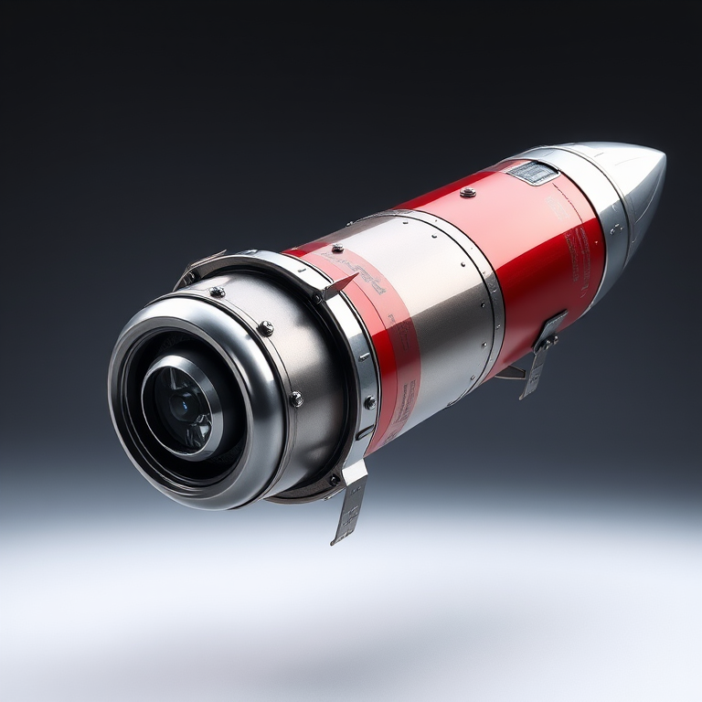 High-resolution illustration of a rocket, featuring detailed metallic ...