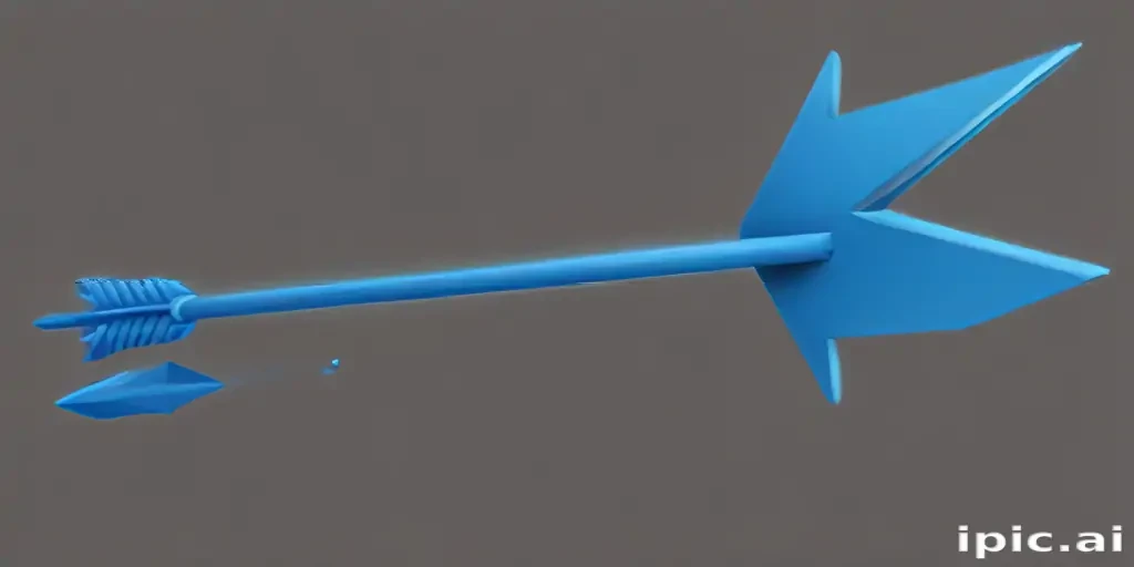 Three-Dimensional Illustration of a Blue Arrow with Unique Design Features