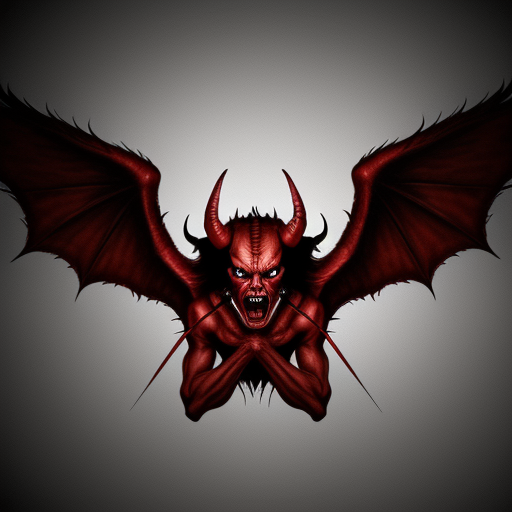 Fierce Red Demon with Wings and Intense Expression in Dark Background