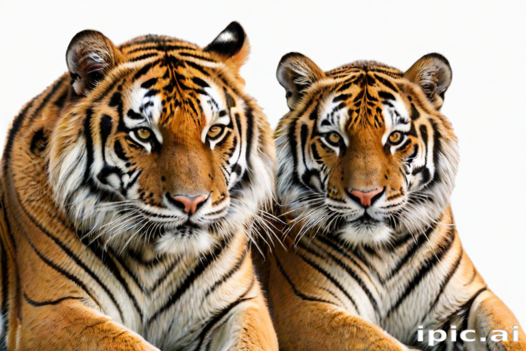 Two Majestic Tigers Resting Together in a Serene Environment