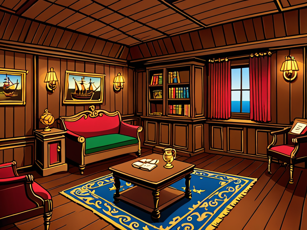 Interior of Captain Hook's state room on the pirate ship from the ...