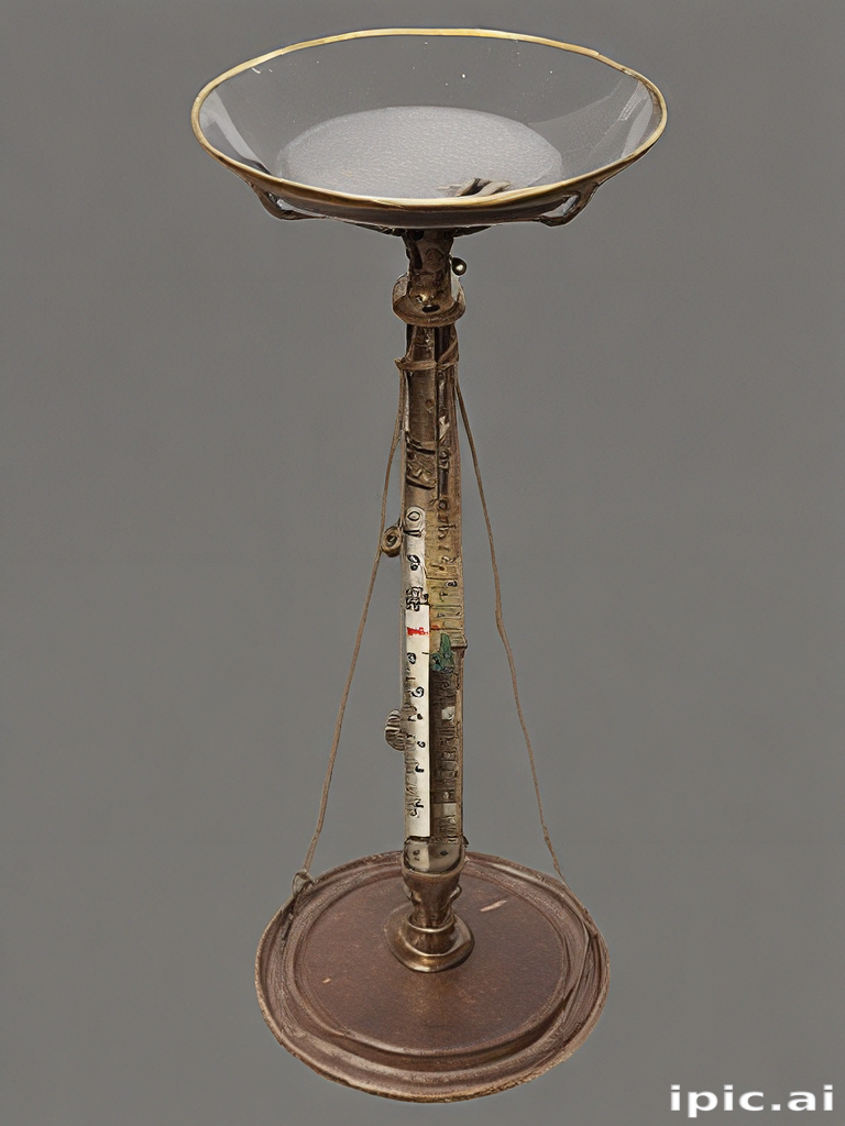 Antique Measuring Device with Glass Dish and Metal Stand for Precision