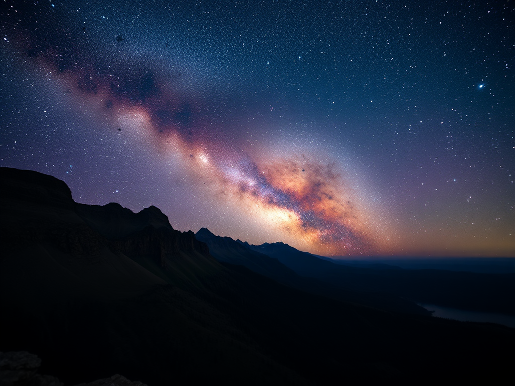A Stunning View of the Milky Way Over Majestic Mountain Peaks at Night