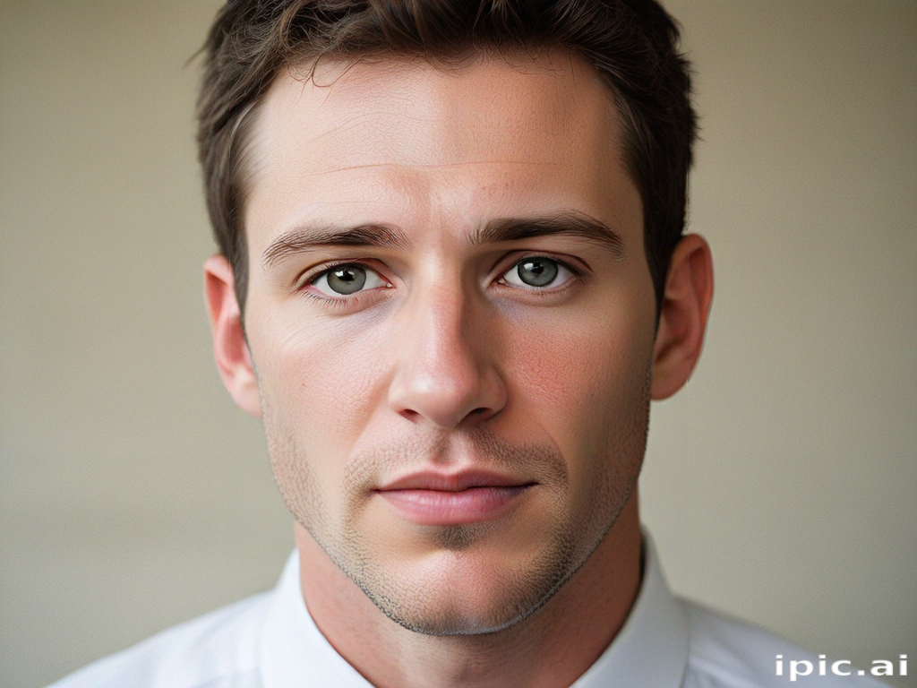 Close-Up Portrait of a Young Man with Striking Facial Features and ...