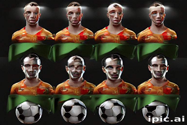 Artistic Representation of Soccer Players Displayed on a Modern Stage