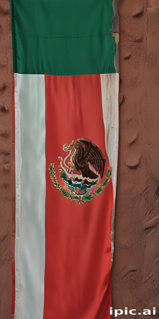 Vibrant Mexican Flag Displayed Proudly Against a Rustic Background