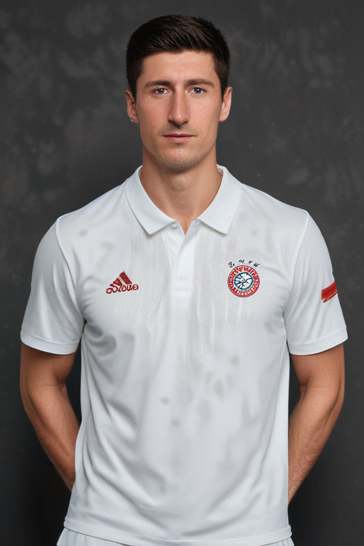 (((Full body shot))) Robert Lewandowski with white liquid on his chest