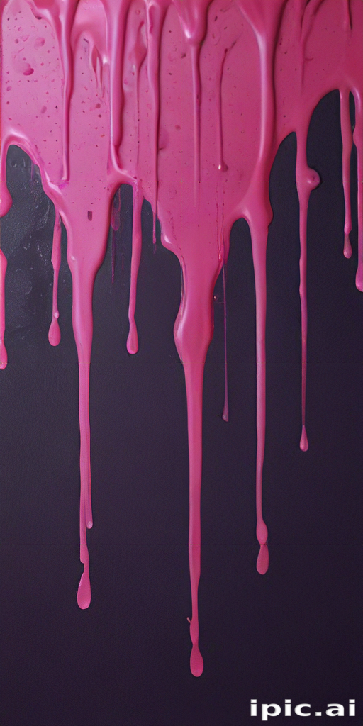 Vibrant Pink Paint Dripping Down Against a Dark Background Surface