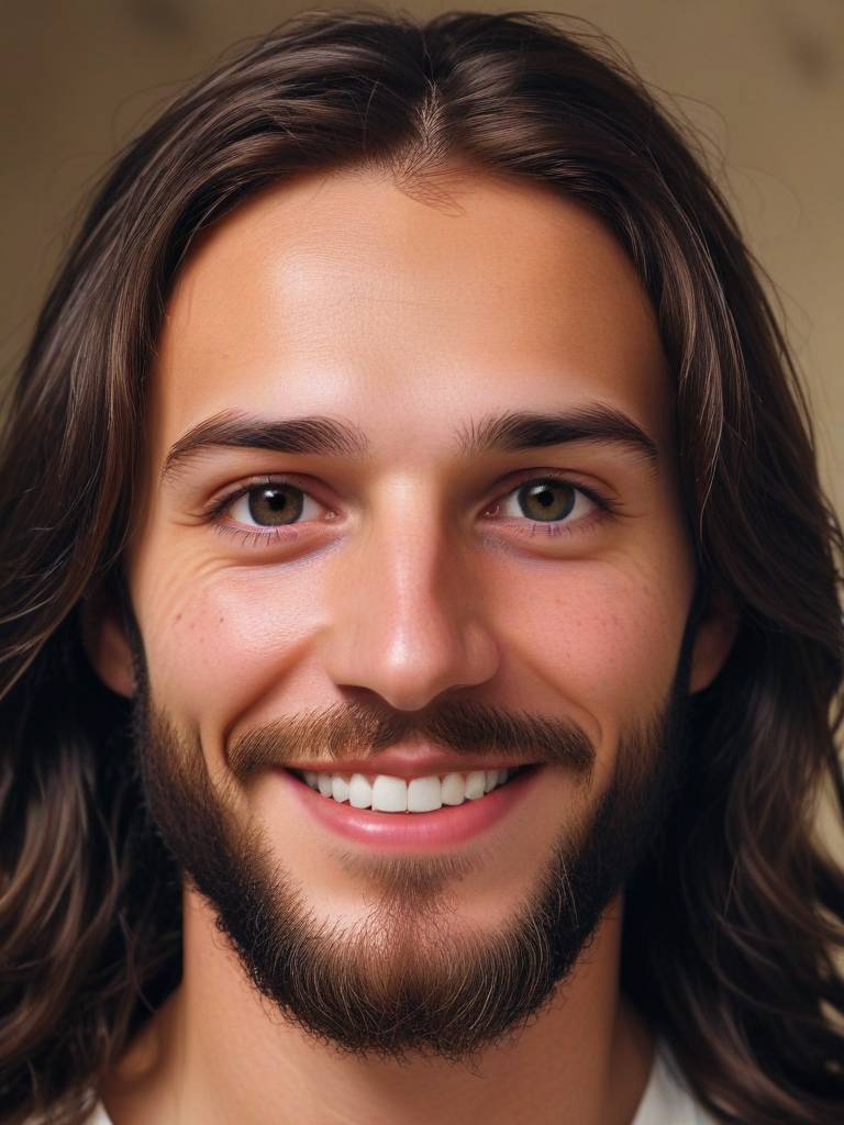 Jesus Looking at the camera and smiles