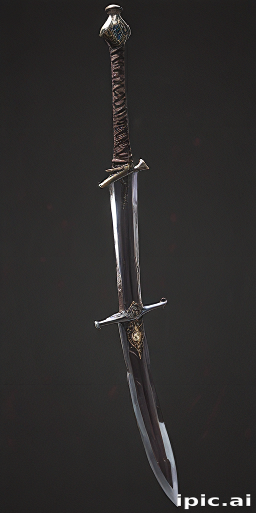 Intricately Designed Fantasy Sword with Elaborate Handle and Blade Details