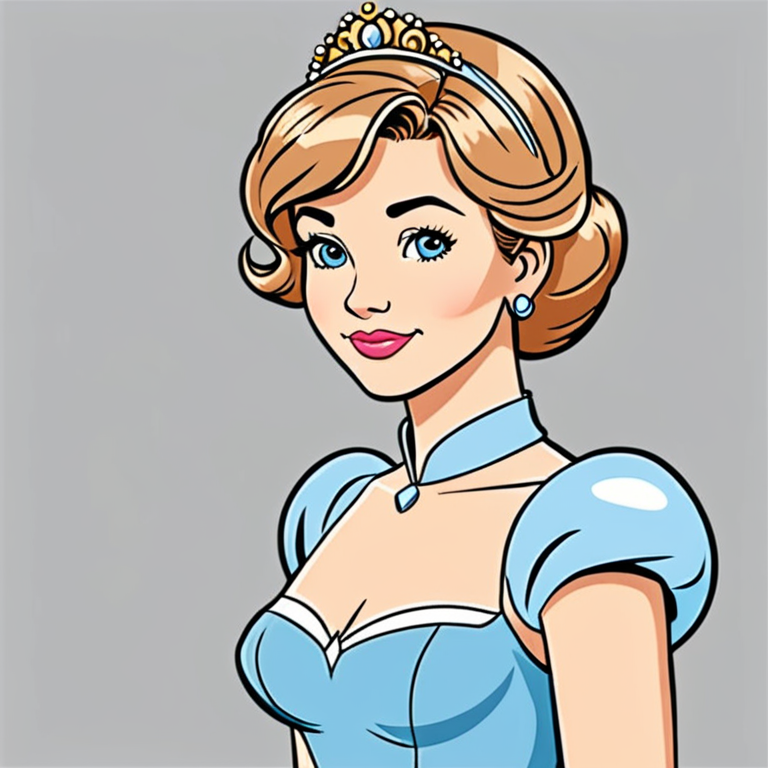 baby kid Cinderella from the cartoon. Short light brown hair. Bob ...
