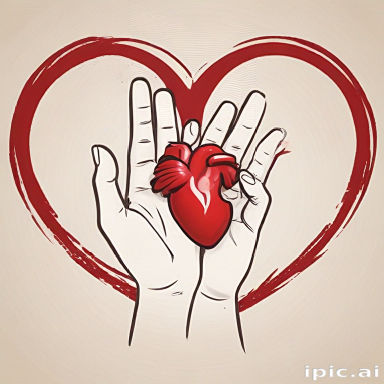 Symbolic Representation of Love and Compassion with Heart in Hands