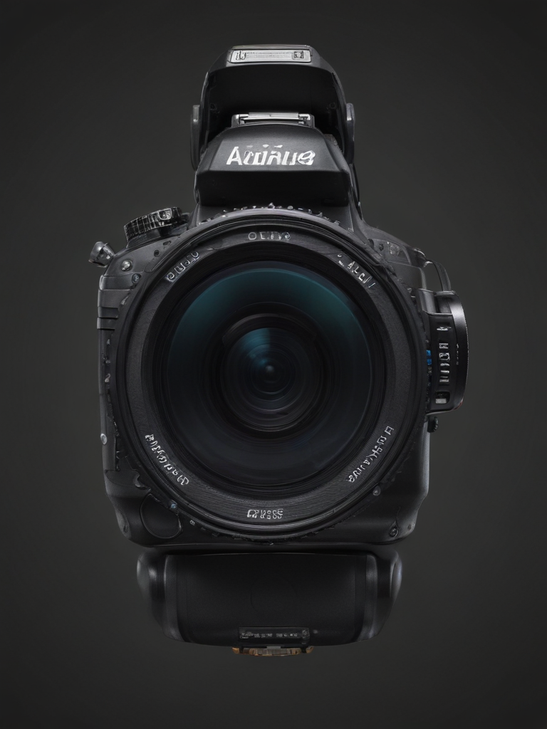 High-Quality DSLR Camera with Lens on a Dark Background Display