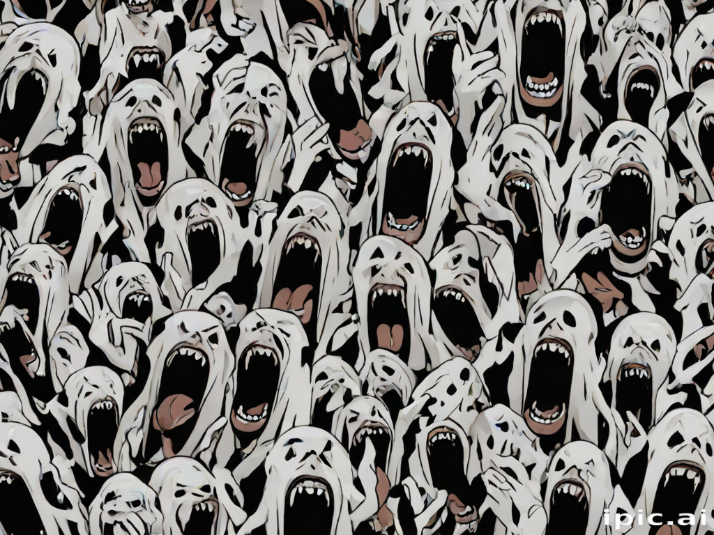 Chaos of Mournful Spirits: A Sea of Screaming Ghostly Faces