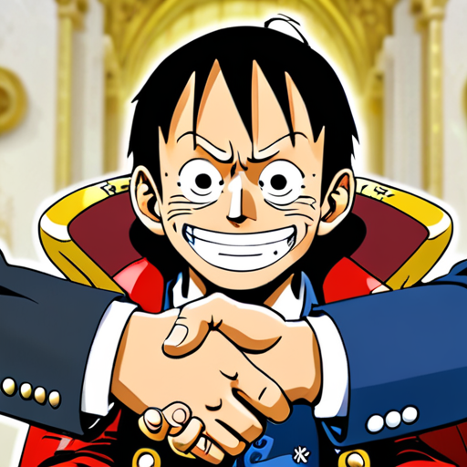 Manga style luffy shake Hands with Berlusconi