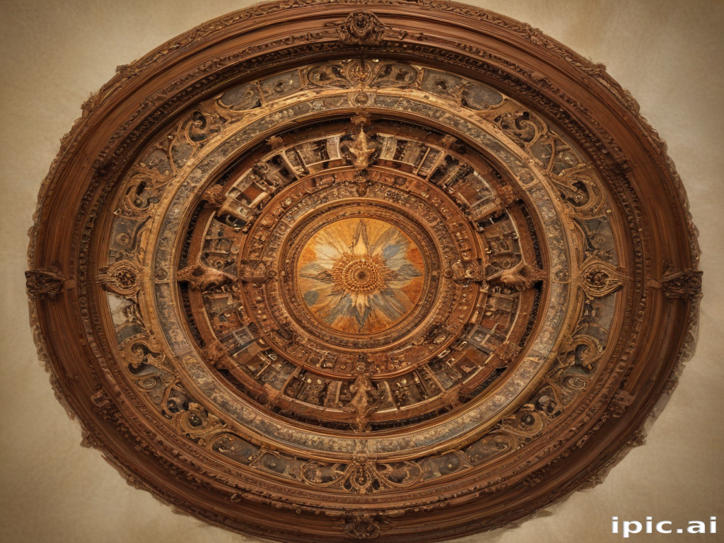Intricate Ornate Ceiling Design Featuring Elaborate Patterns and Golden ...