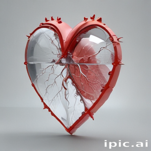 Modern Art Sculpture of a Heart Split Open with Intricate Details