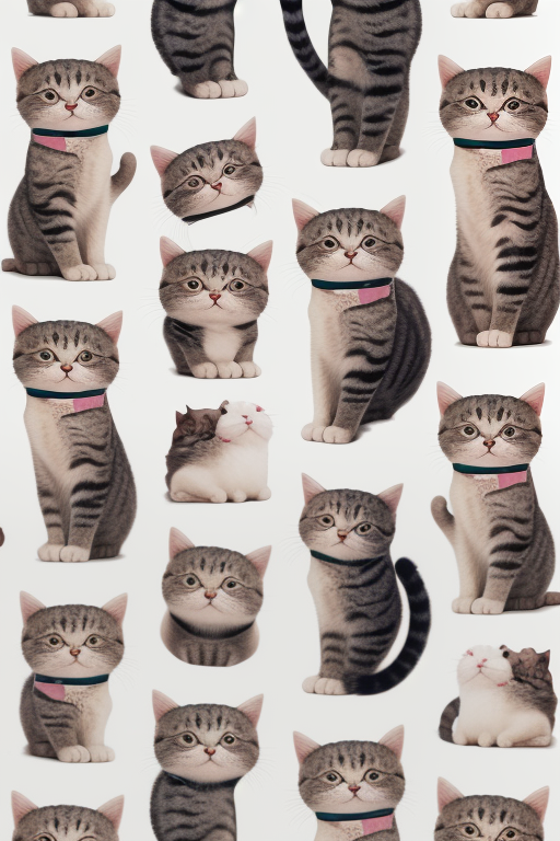 A Whimsical Collection of Adorable Striped Cats in Various Poses.