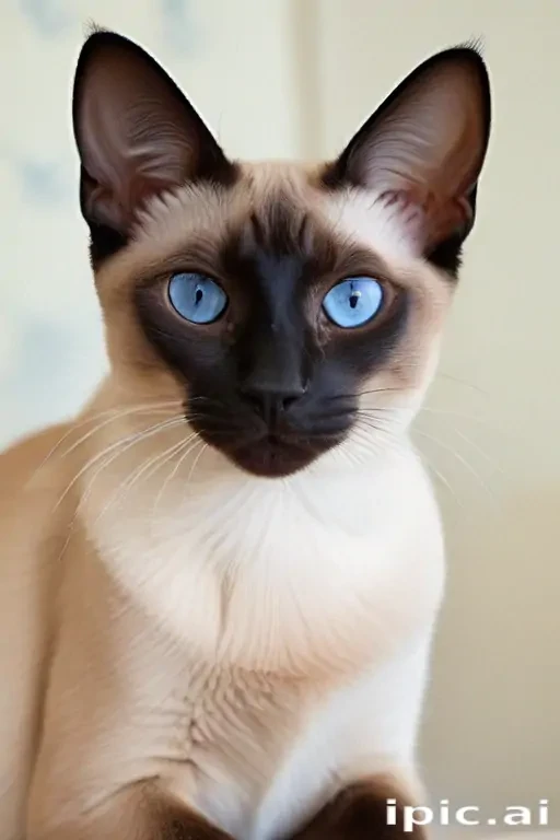 A Beautiful Siamese Cat Displaying Striking Blue Eyes and Unique Features.