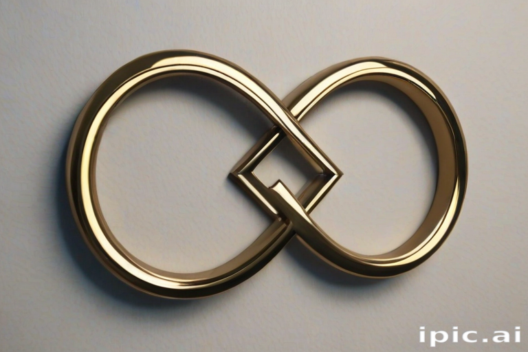 Elegant Gold Infinity Symbol with a Diamond Shape in the Center
