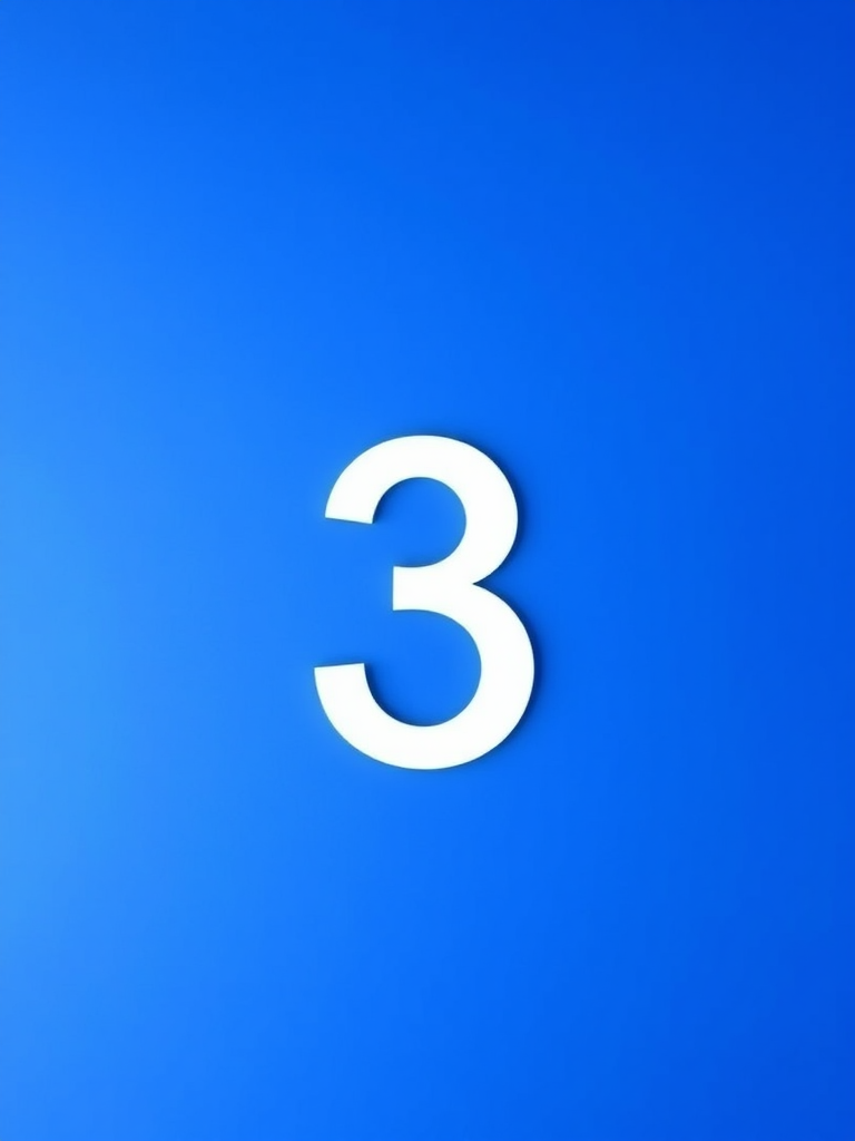 Bright Blue Background Featuring a Large, Bold Number Three Displayed ...