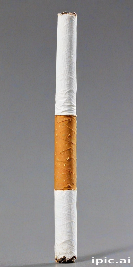 A Close-Up View of a Single Cigarette Isolated on a Gray Background