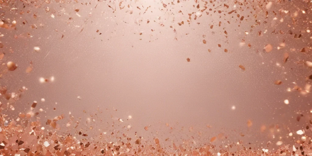 Shimmering Rose Gold Confetti Floating Gently Against a Soft Background