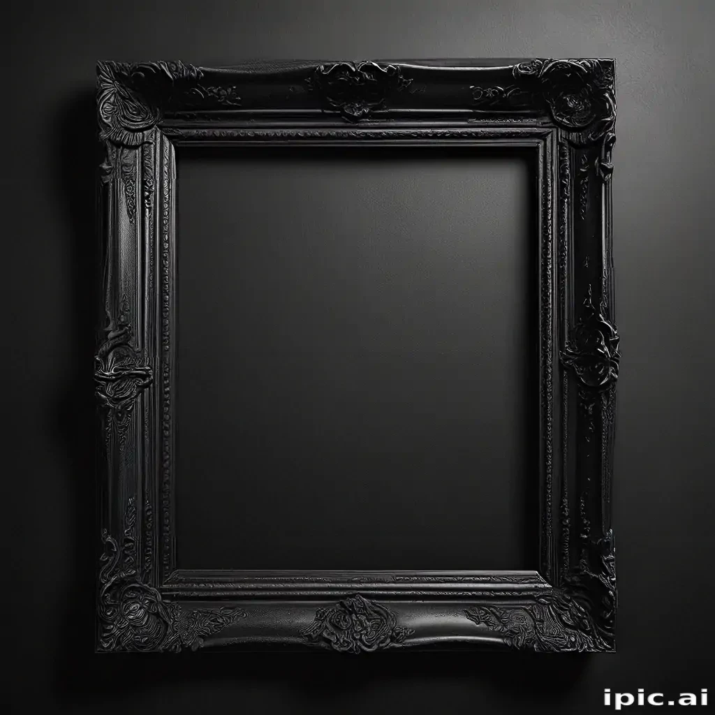 Elegant Black Picture Frame Against a Dark Background for Artistic Display
