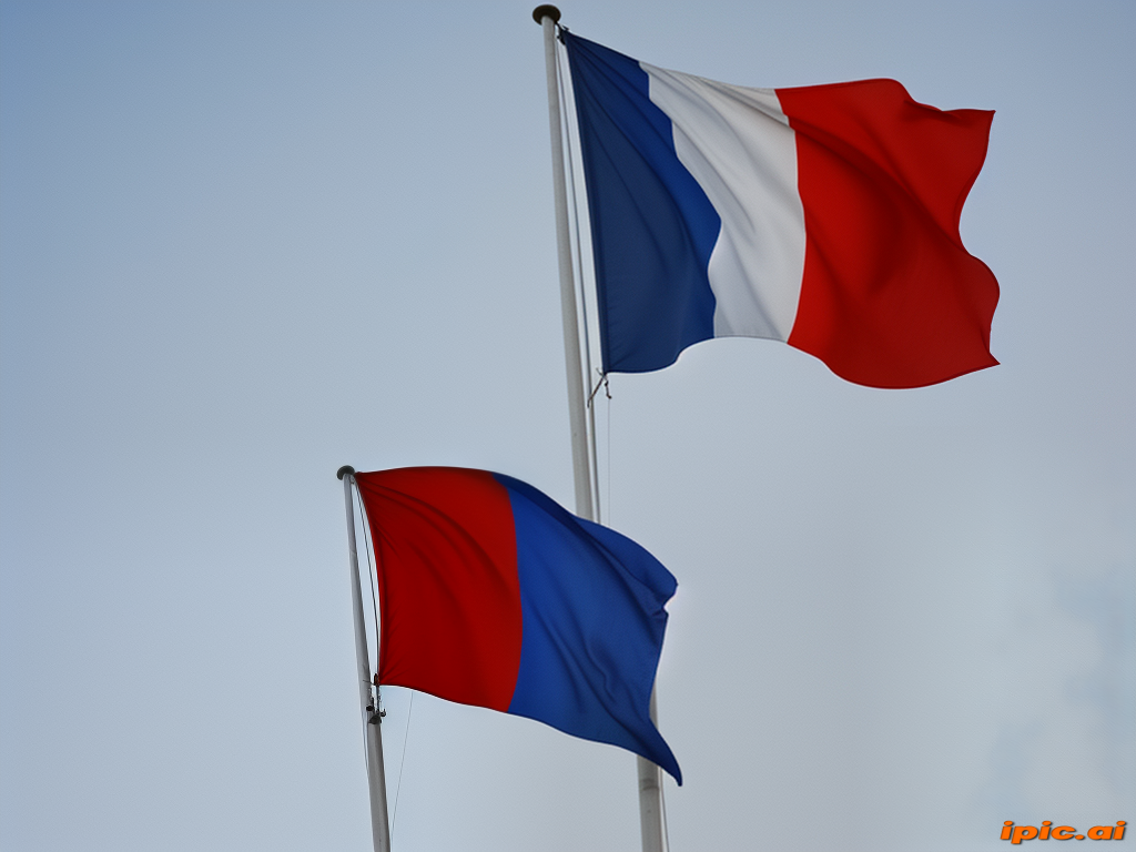 Two Flags Flying High: The Iconic French Tricolor and Solid Blue Banner