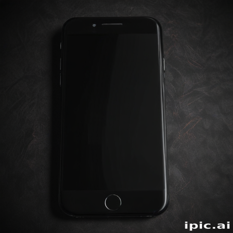 A Sleek Black Smartphone Displaying a Dark Screen on Textured Surface.