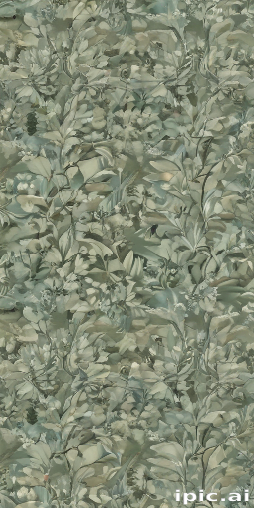 Delicate Green Floral Pattern Featuring Lush Leaves and Subtle Textures