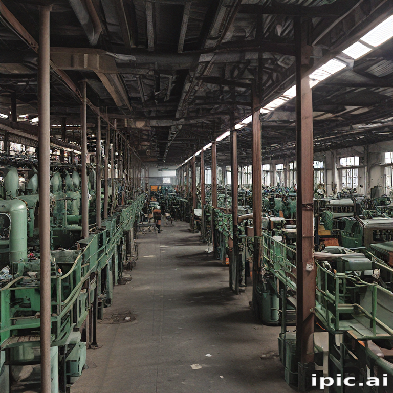 Inside a Vast Industrial Factory Filled with Machinery and Equipment