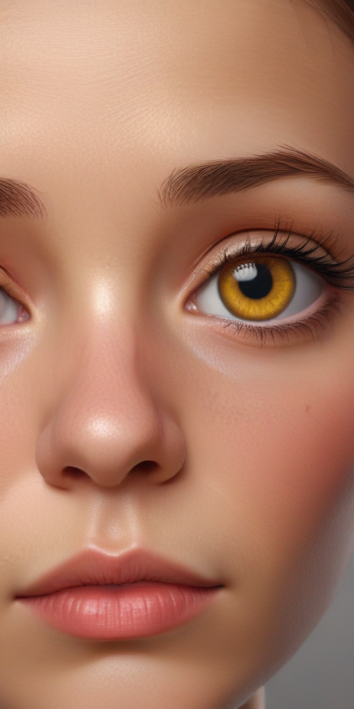 Close-Up Portrait of a Young Woman with Striking Yellow Eye Color