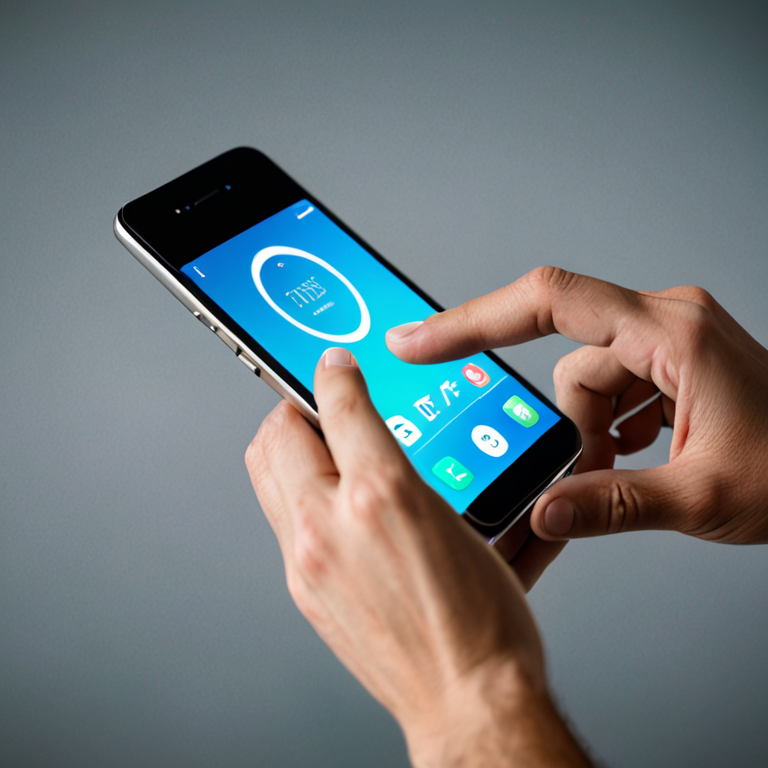 Finger touching futuristic mobile phone all screen