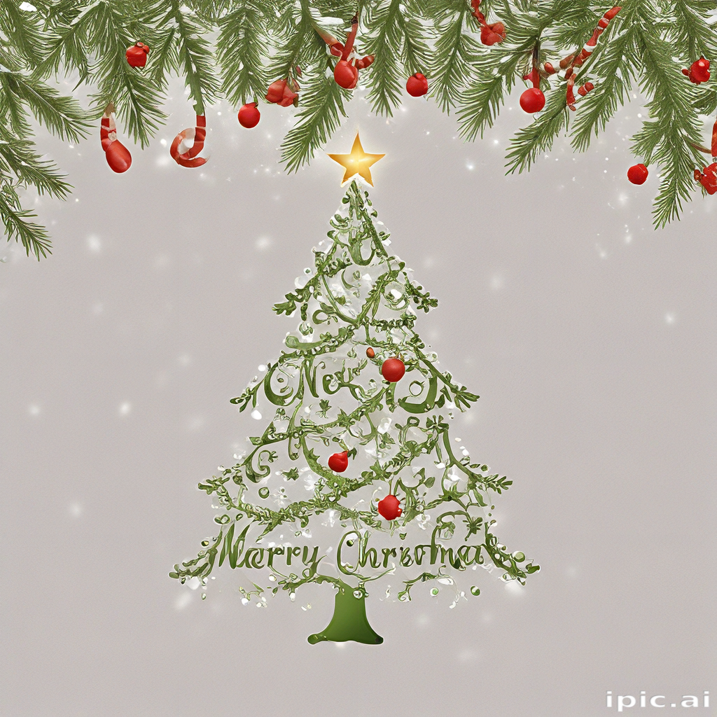Festive Christmas Tree Decoration with Merry Christmas Wishes and Ornaments