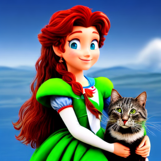 Princess Merida with cat and Palestinian flag