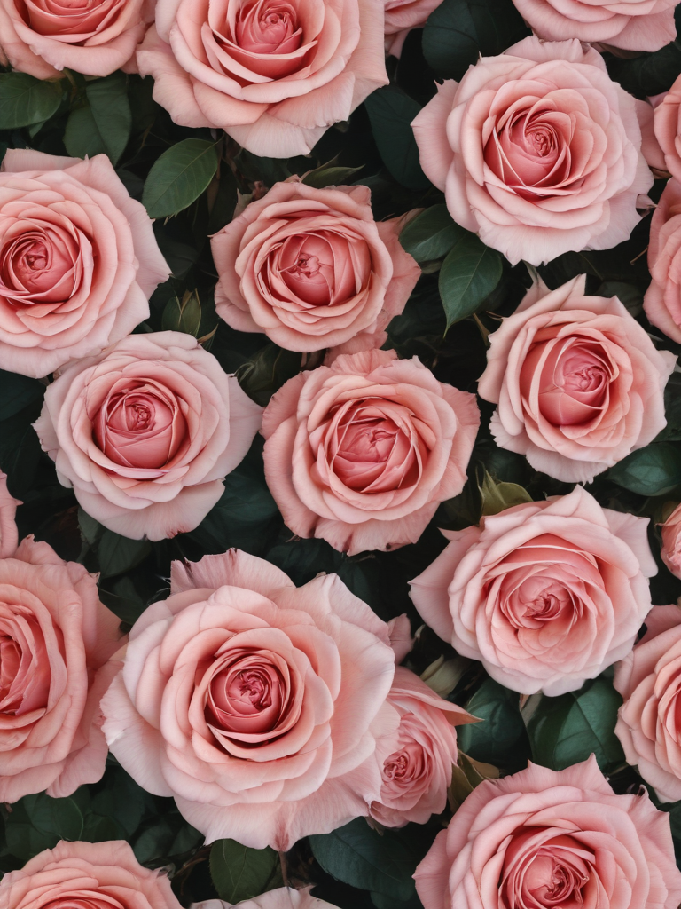 A Beautiful Arrangement of Soft Pink Roses in Full Bloom.