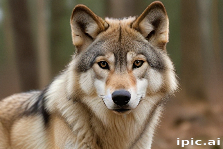 A Majestic Close-Up of a Wolf in Its Natural Forest Habitat