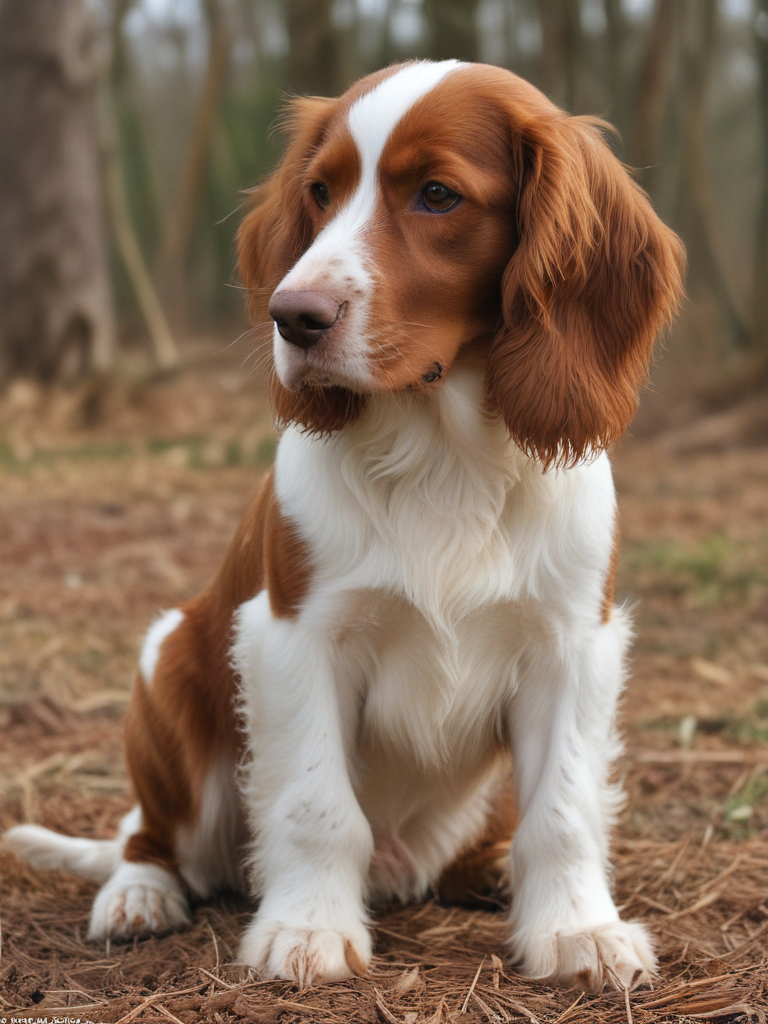 A Playful Dog Sitting Gracefully in a Natural Outdoor Setting.