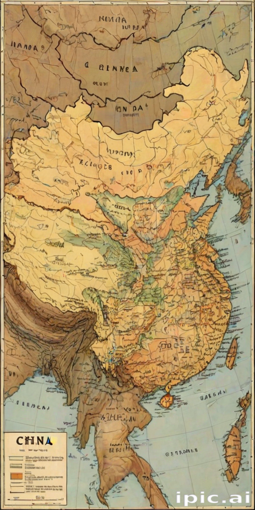 Detailed Historical Map of China and Surrounding Regions in Asia