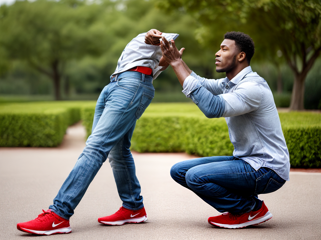 handsome black man reaching up for something