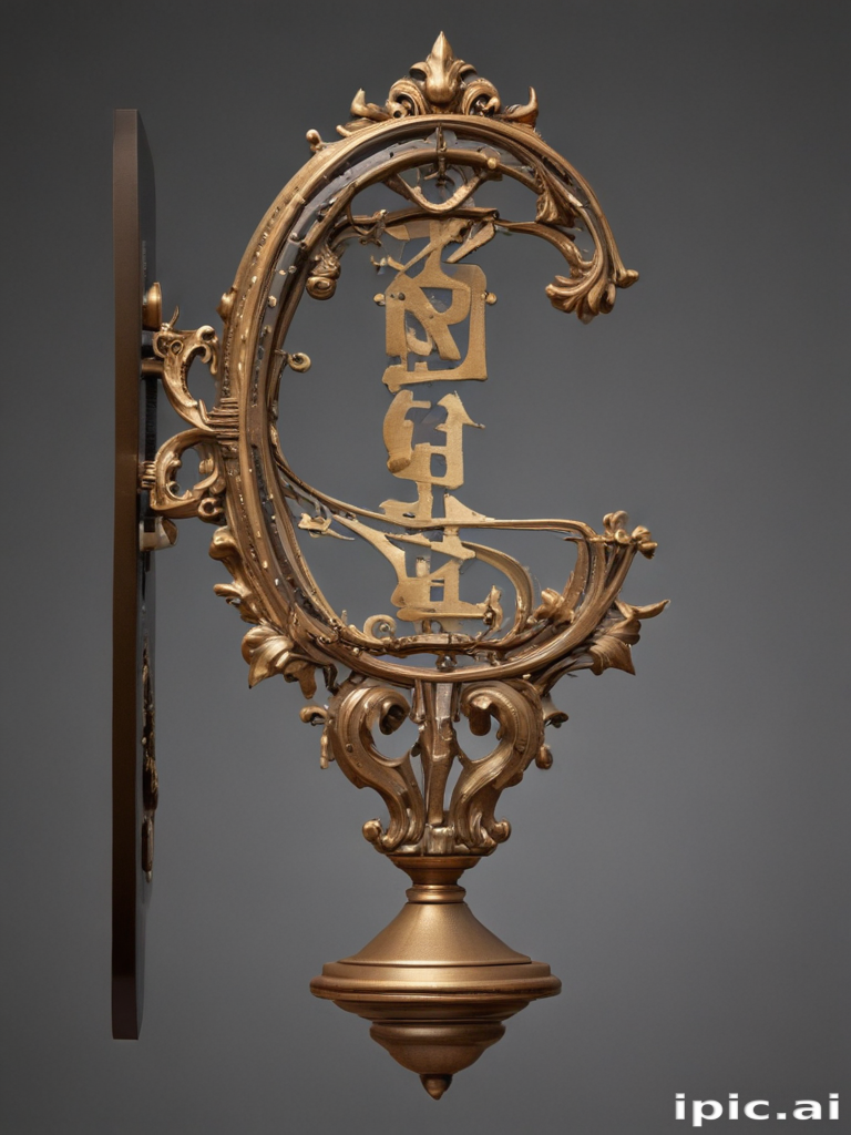 Intricately Designed Vintage Sign with Ornate Metalwork and Decorative ...