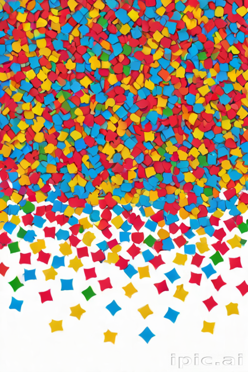 A Colorful Cascade of Confetti in Red, Blue, Yellow, and Green Shapes