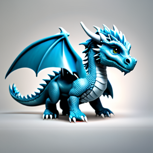 ice dragon, costume, chubby, cute, standing, realistic