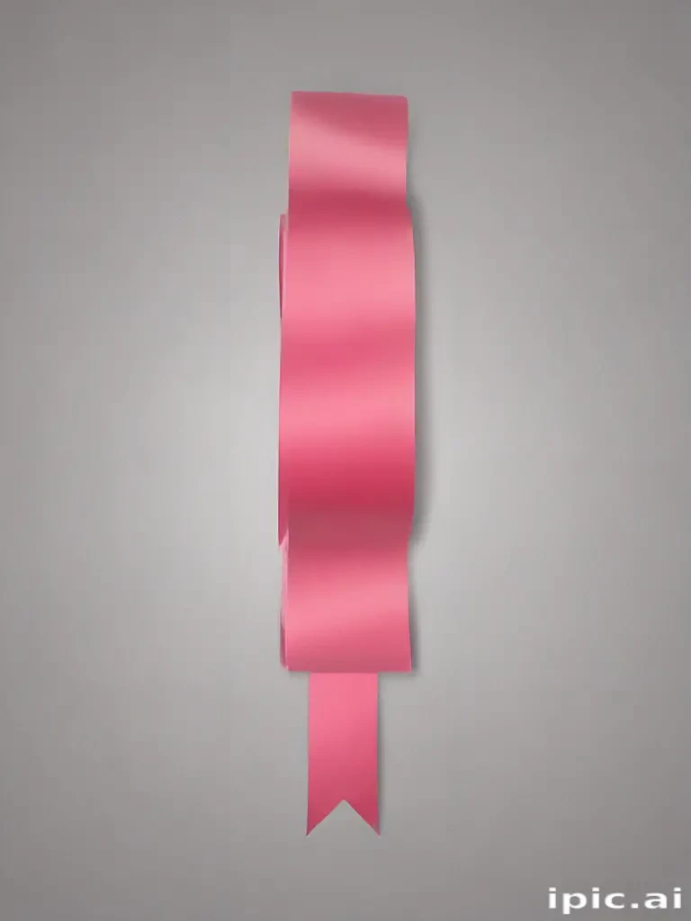 Elegant Pink Ribbon Displayed Vertically Against a Subtle Gray Background