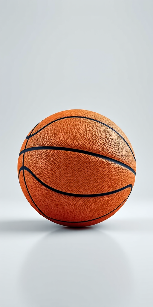 Generate a high-quality image of a minimalist basketball design, using ...