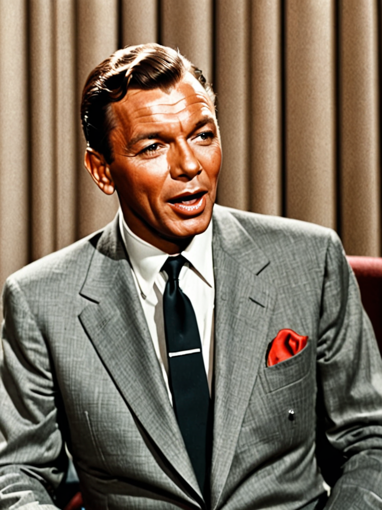 Frank Sinatra singing in a lounge face hidden everything is red , he is ...
