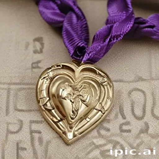 Beautiful Golden Heart Pendant on a Purple Ribbon Necklace Displayed ...